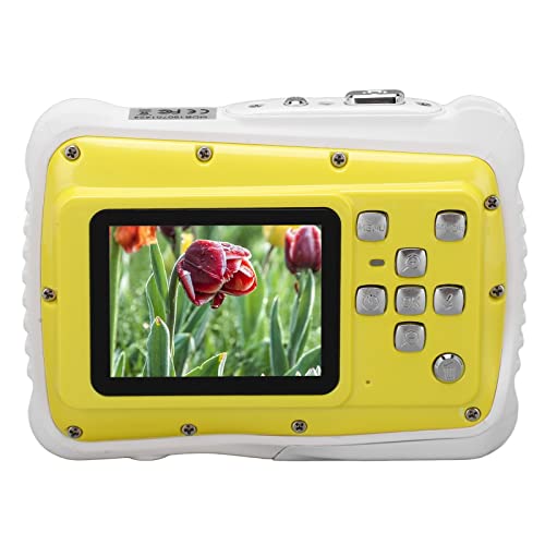 PUSOKEI Children Digital Camera, Waterproof 12 MP HD Digital Kids Camera, 2.0 Inch TFT HD Screen, 8X Digital Zoom, Support 32G Micro Memory Card, for Boys Girls Birthday Gift(Yellow)