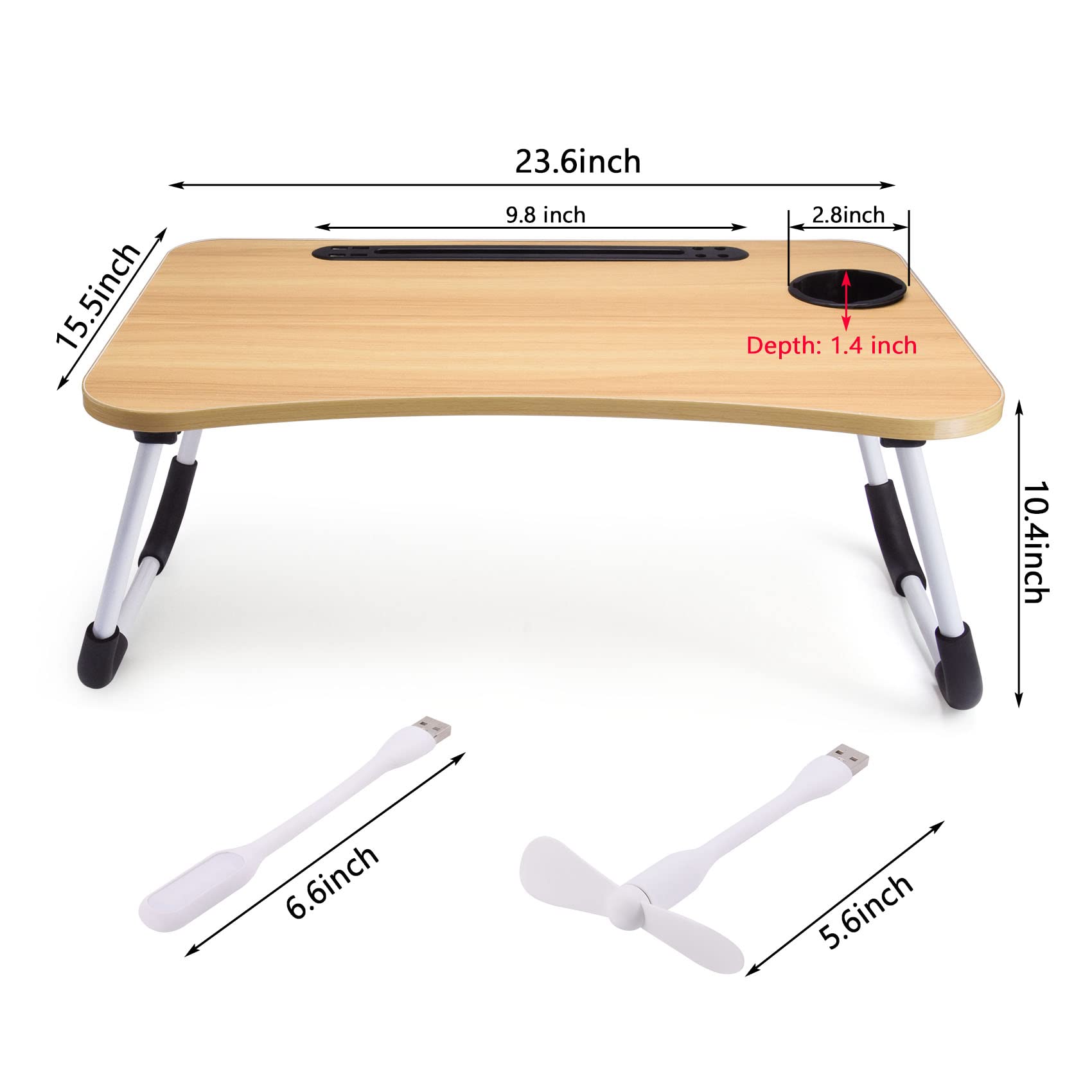 Slendor Laptop Desk Foldable Bed Table Folding Breakfast Tray Portable Lap Standing Desk Notebook Stand Reading Holder for Bed/Couch/Sofa/Floor