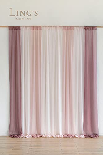 Ling's Moment Ribbon Backdrop Curtains 50% Transparency 10ft x 10ft Chiffon Like Fabric for Wedding Arch Ceremony Reception Decoration - Chic Dusty Rose