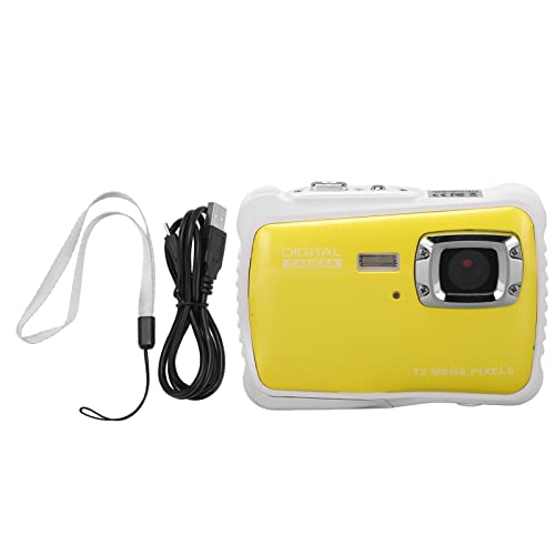 PUSOKEI Children Digital Camera, Waterproof 12 MP HD Digital Kids Camera, 2.0 Inch TFT HD Screen, 8X Digital Zoom, Support 32G Micro Memory Card, for Boys Girls Birthday Gift(Yellow)