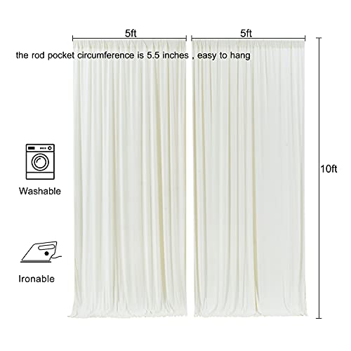 10x10 Ivory Backdrop Curtain for Wedding Parties Wrinkle Free Ivory Photo Curtains Backdrop Drapes Fabric Decoration for Baby Shower Photoshoot 5ft x 10ft,2 Panels