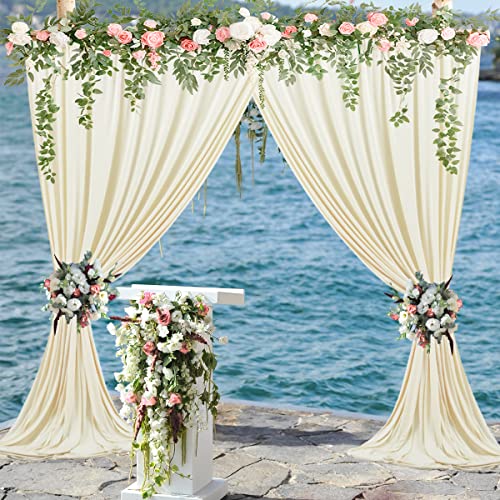 10x10 Ivory Backdrop Curtain for Wedding Parties Wrinkle Free Ivory Photo Curtains Backdrop Drapes Fabric Decoration for Baby Shower Photoshoot 5ft x 10ft,2 Panels