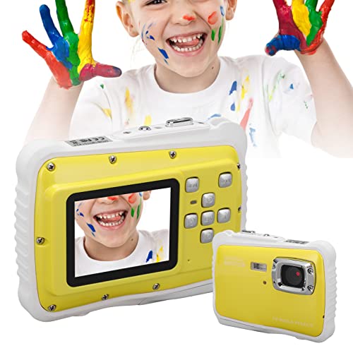 PUSOKEI Children Digital Camera, Waterproof 12 MP HD Digital Kids Camera, 2.0 Inch TFT HD Screen, 8X Digital Zoom, Support 32G Micro Memory Card, for Boys Girls Birthday Gift(Yellow)