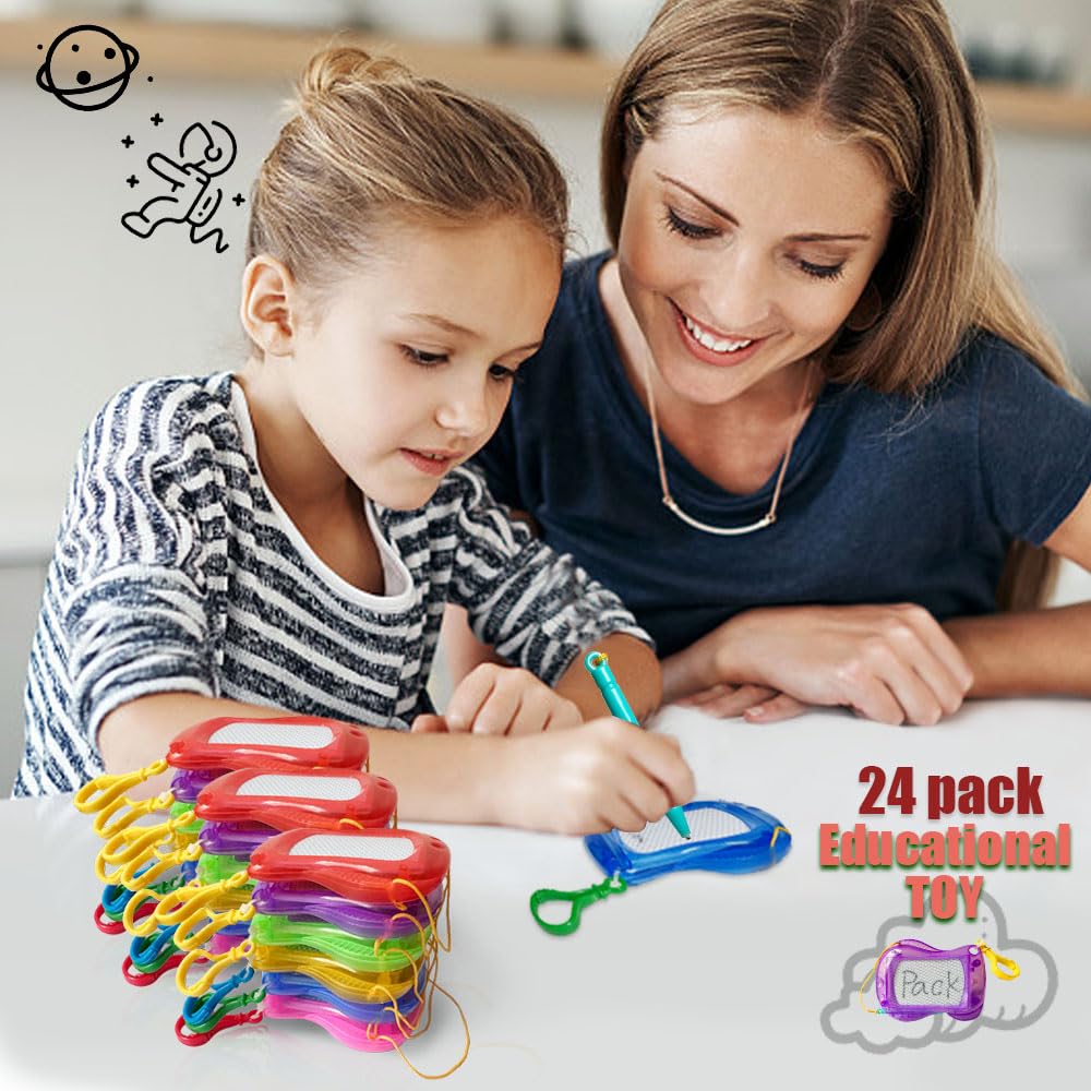 24 Pack Mini Magnetic Drawing Board Keychain for Backpack Erasable Sketch Valentines Toys Bulk for Kids Classroom Gifts Rewards Party Favors Goodie Bag Stocking (24 pcs Draw Keychain)