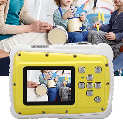 PUSOKEI Children Digital Camera, Waterproof 12 MP HD Digital Kids Camera, 2.0 Inch TFT HD Screen, 8X Digital Zoom, Support 32G Micro Memory Card, for Boys Girls Birthday Gift(Yellow)
