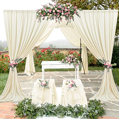 10x10 Ivory Backdrop Curtain for Wedding Parties Wrinkle Free Ivory Photo Curtains Backdrop Drapes Fabric Decoration for Baby Shower Photoshoot 5ft x 10ft,2 Panels