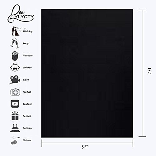 LYLYCTY County Background 5x7ft Non-Woven Fabric Solid Color Black Screen Photo Backdrop Studio Photography Props LY062