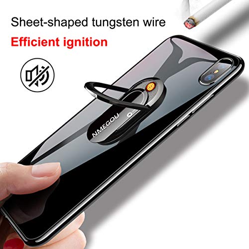 NMEGOU Newest USB Cigarette Lighter Magnetic Phone Holder Car Mount Stand Ring Clip for iPhone 11 case Samsung Cell Phone Ring Lighter. Patent No.201830690795.2
