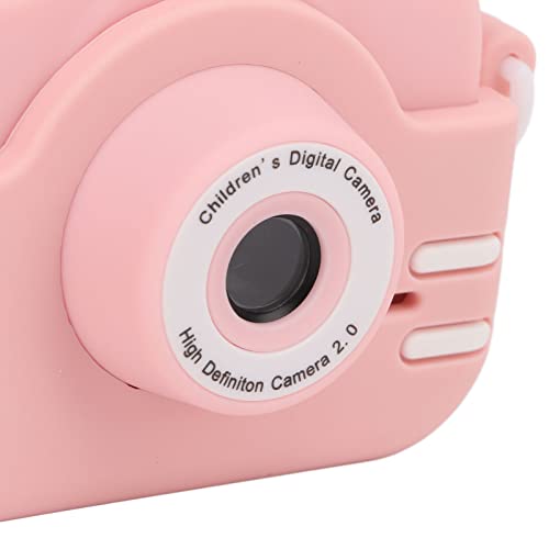 Jopwkuin Digital Camera for Kids, Music Play Rounded Shape Design Kids Camera 1-4x Anti Skid for Taking Pictures Recording for Gift(Pink)