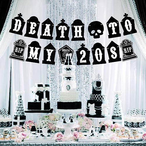 Black Death to My Twenties Banner, 30th Birthday Banner, Death to My 20s, Rip to My 20s Banner, Funeral for My Youth 30th Birthday for Women Lady Man 30th Birthday Party Decorations