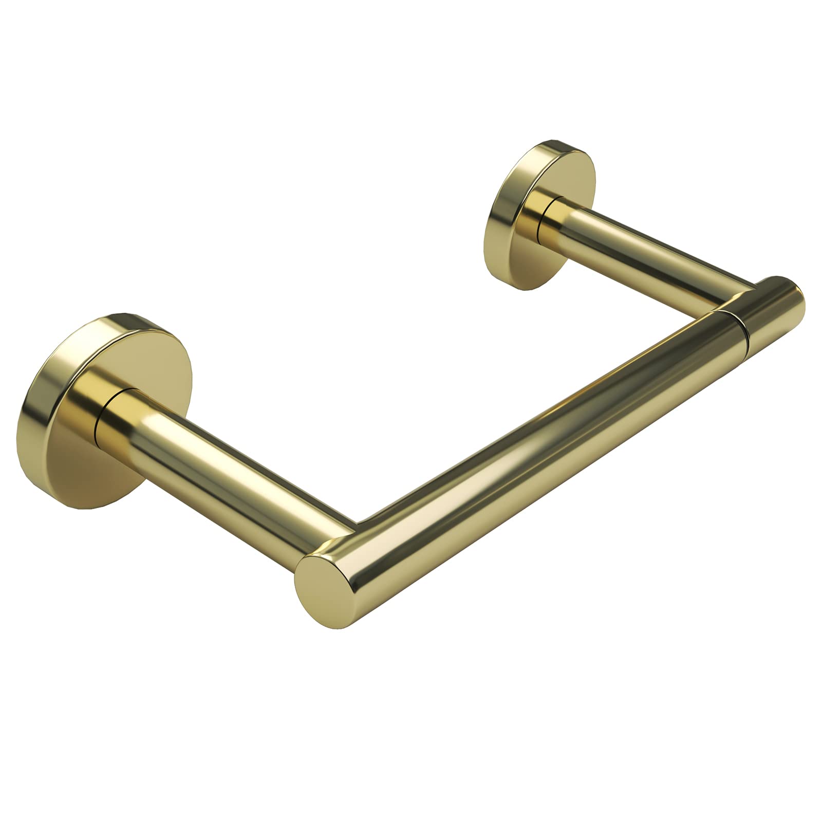 POKIM Gold Toilet Paper Holder - Metal Bathroom Flexible Pivoting Tissue Handle on Wall Mounted, SUS 304 Stainless Steel Adjustable TP Large Mega Roll Holder Classic Shiny Finish
