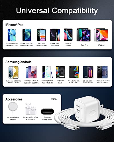 30w USB C Charger for Amazon New Kindle Fire HD 9-12th Gen Tablet, 2019/2020/2021/2022, Fire Paperwhite Kids Signature Edition, USBC Block 30 Watts + USB-C to USB-C Cable 6 feet (Not for Older Kindle)