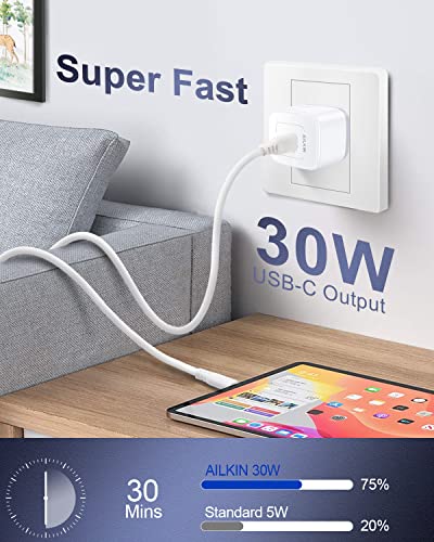 30w USB C Charger for Amazon New Kindle Fire HD 9-12th Gen Tablet, 2019/2020/2021/2022, Fire Paperwhite Kids Signature Edition, USBC Block 30 Watts + USB-C to USB-C Cable 6 feet (Not for Older Kindle)