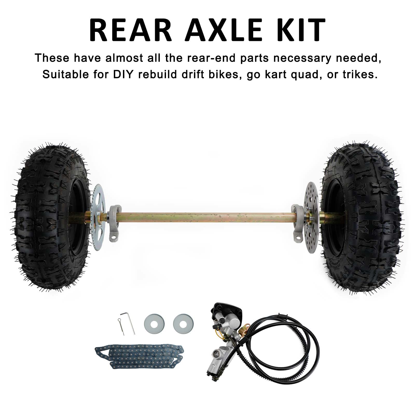 Bruce & Shark 29" Rear Axle Assembly Complete Wheel Hub Kit for Go Kart Quad Trike Drift Bikes go kart wheels go kart rear axle kit