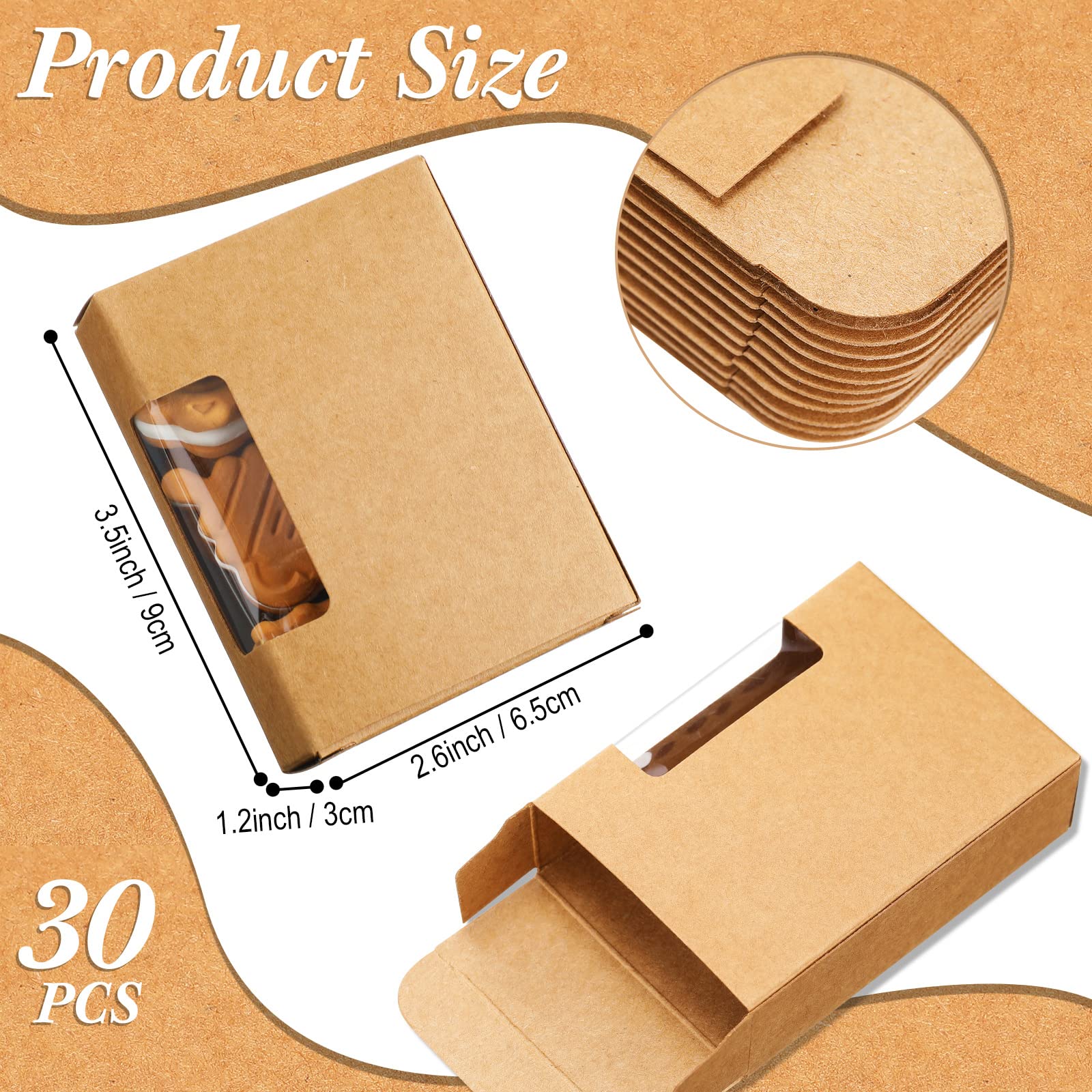30 Pieces Soap Packaging Boxes Kraft Soap Boxes with Window Rectangle Window Gift Box Homemade Soap Packaging Soap Making Supplies for Party Favor Bakery Candy Jewelry 3.54 x 2.56 x 1.18 Inch