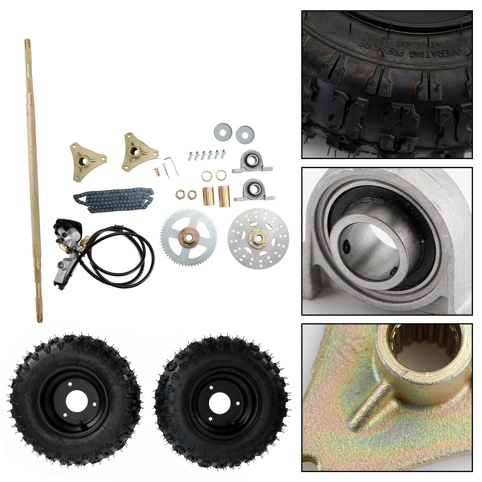 Bruce & Shark 29" Rear Axle Assembly Complete Wheel Hub Kit for Go Kart Quad Trike Drift Bikes go kart wheels go kart rear axle kit
