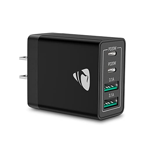 USB Wall Charger, 40W 4-Port Fast USB C Charger Block PD Power Adapter + QC USB A Wall Plug Multiport Type C Fast Charging Block Cube for iPhone 14 13 12 11 Pro Max XS XR X 8 7 SE Plus, iPad, Samsung