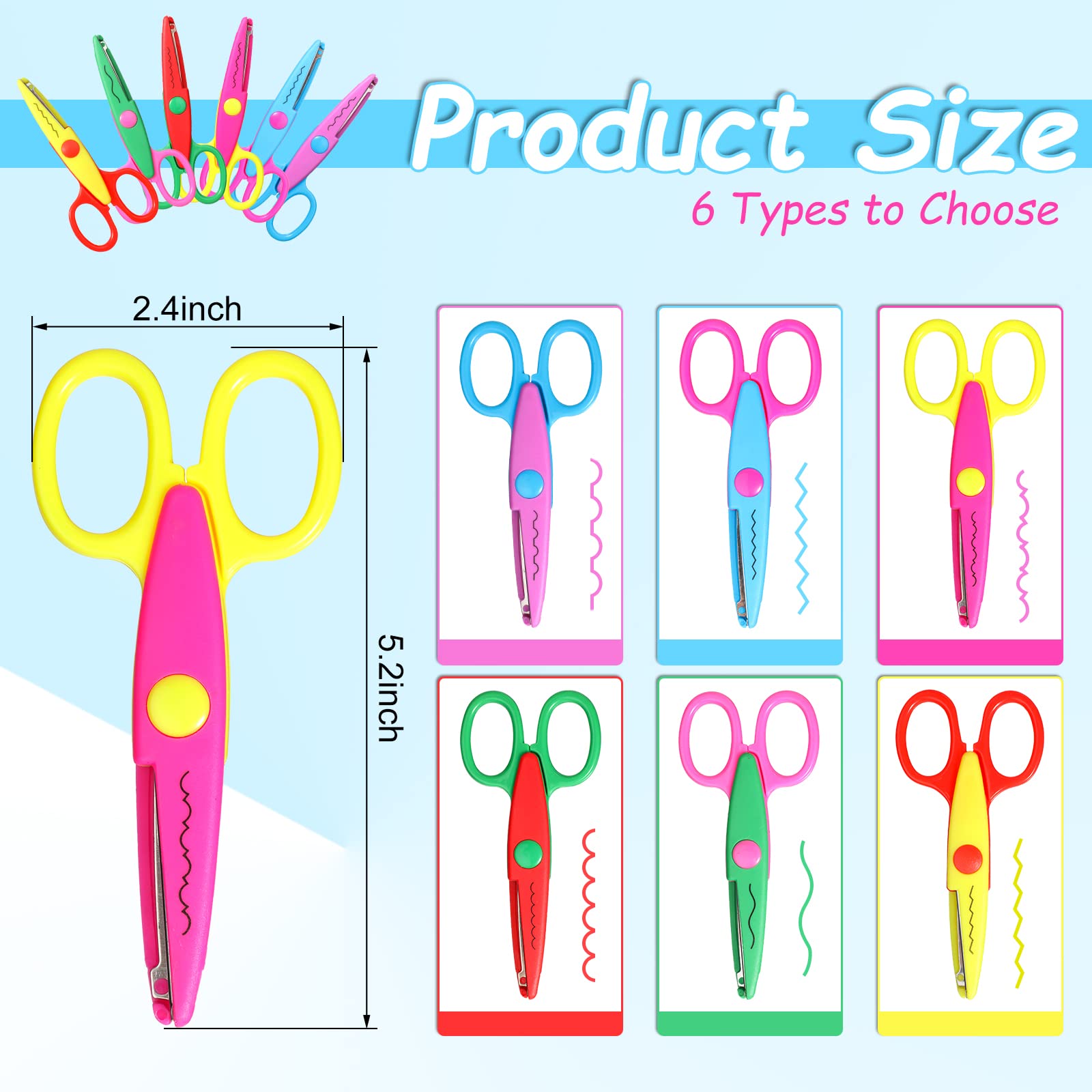 Set of 48 Kid Craft Bundle Includes 24 Hole Punch Shapes and 24 Decorative Scissors Paper Punches for Crafting Kid Safe Scissors for DIY Scrapbooking Photo Album Fun Art Projects