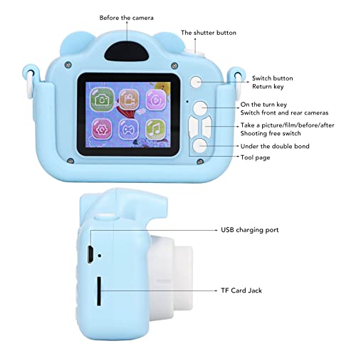 Socobeta Toddler Camera, Cute Cartoon Simple Operation High Definition Kids Camera Multifunction with Lanyard for Home