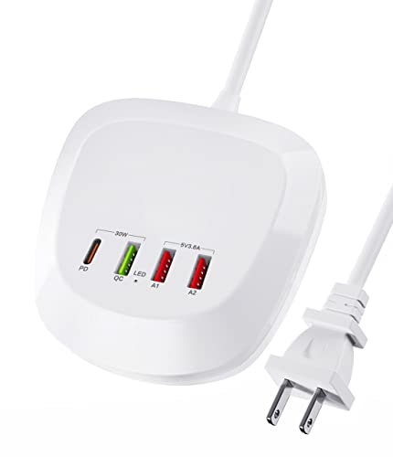 USB C Charger Station,4-Port (1*USB C 30W & 1*QC3.0 & 2*USB-A) USB Charging Station for iPhone 14 Series/13/13 Mini/13pro Max/12/12 Mini/12Pro/12 Pro Max/11/iPad/AirPod,Smart Phone,Multi Devices