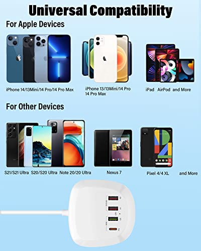 USB C Charger Station,4-Port (1*USB C 30W & 1*QC3.0 & 2*USB-A) USB Charging Station for iPhone 14 Series/13/13 Mini/13pro Max/12/12 Mini/12Pro/12 Pro Max/11/iPad/AirPod,Smart Phone,Multi Devices