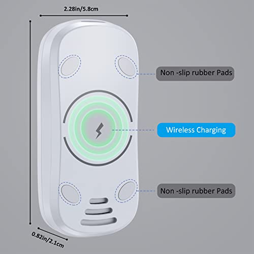 HONKID Charging Station for Magic Mouse 2 and Wireless Charging QI Cell Phone, Double-Sided Charging, Usable as Magic Mouse Charger, Stand, and Wireless Charger, USB-A to USB-C Cable Long 5ft, White