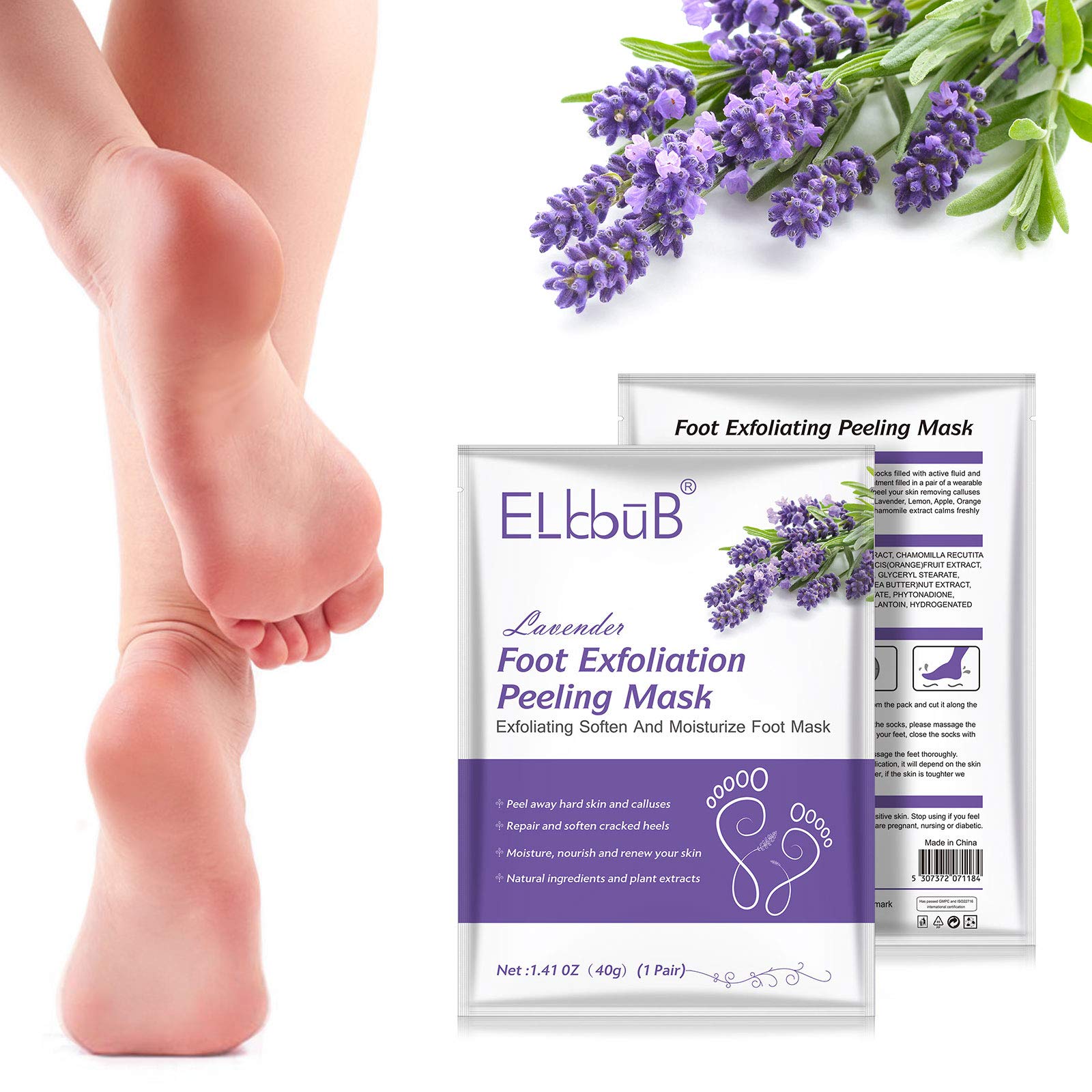Foot Peel Mask - 5 Pack Foot Mask for Dry Dead Skin, Callus, Repair Rough Heels - Make Your Feet Baby Soft Get Smooth Silky Skin - Lavender