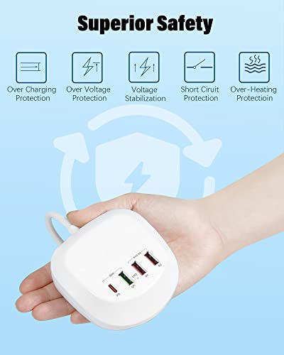 USB C Charger Station,4-Port (1*USB C 30W & 1*QC3.0 & 2*USB-A) USB Charging Station for iPhone 14 Series/13/13 Mini/13pro Max/12/12 Mini/12Pro/12 Pro Max/11/iPad/AirPod,Smart Phone,Multi Devices