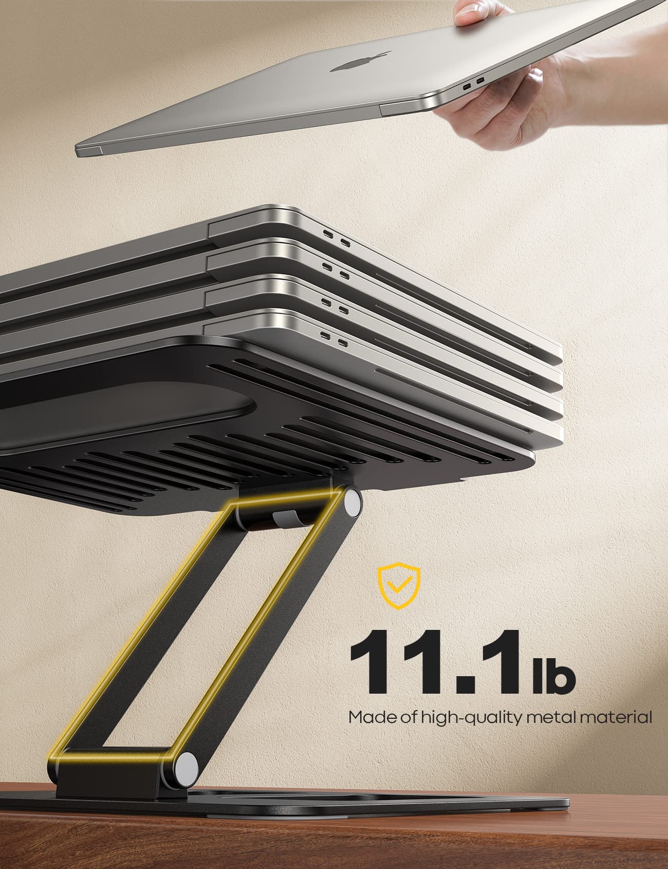Lamicall Adjustable Laptop Stand, Laptop Stand for Desk, Portable Laptop Riser,Ergonomic Computer Notebook Stand Holder for MacBook Air Pro, Dell XPS, HP-Black