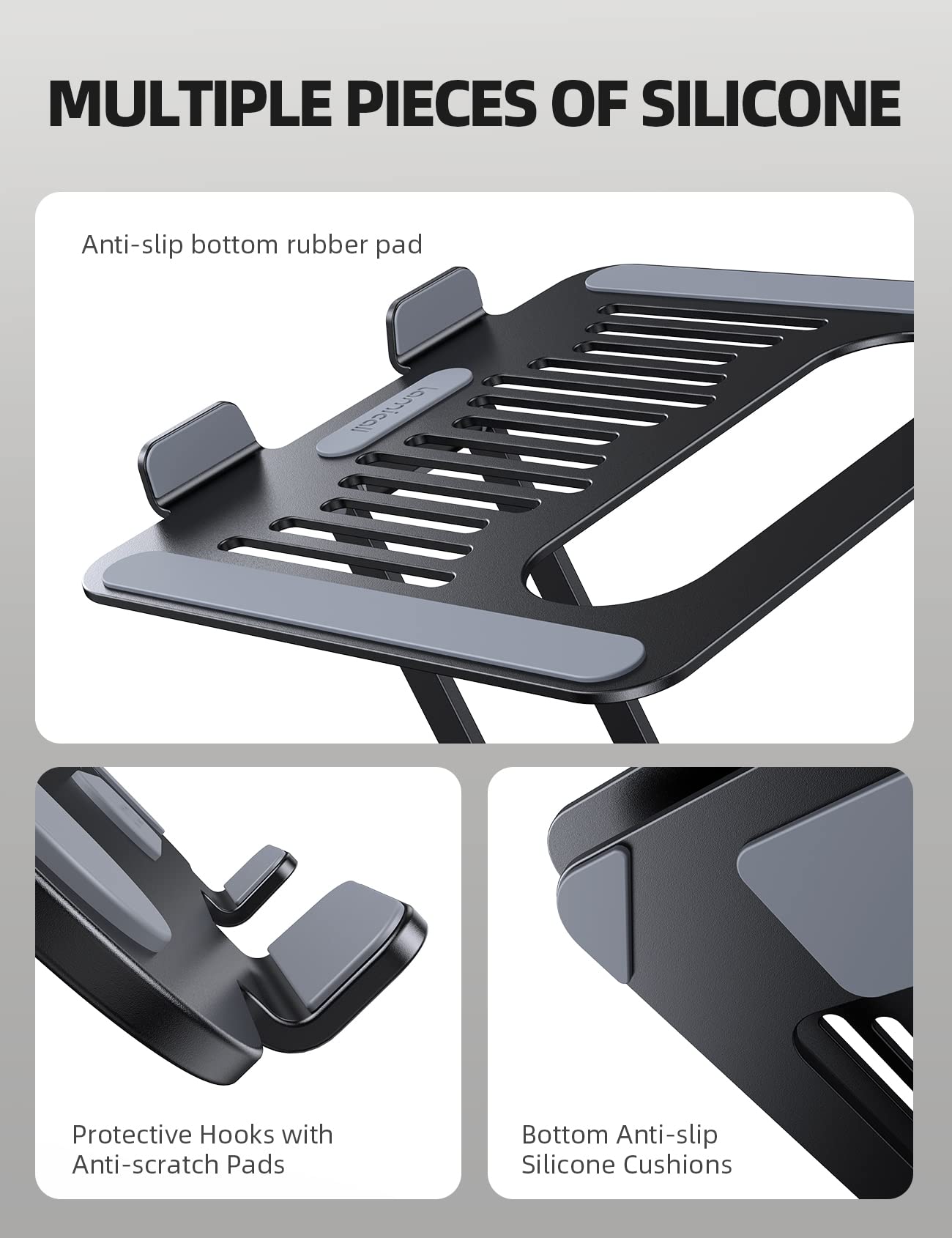 Lamicall Adjustable Laptop Stand, Laptop Stand for Desk, Portable Laptop Riser,Ergonomic Computer Notebook Stand Holder for MacBook Air Pro, Dell XPS, HP-Black