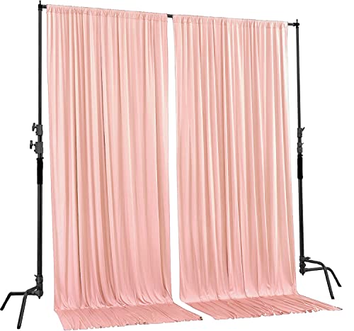 AK TRADING CO. 10 feet x 8 feet Polyester Backdrop Drapes Curtains Panels with Rod Pockets - Wedding Ceremony Party Home Window Decorations - Blush Pink