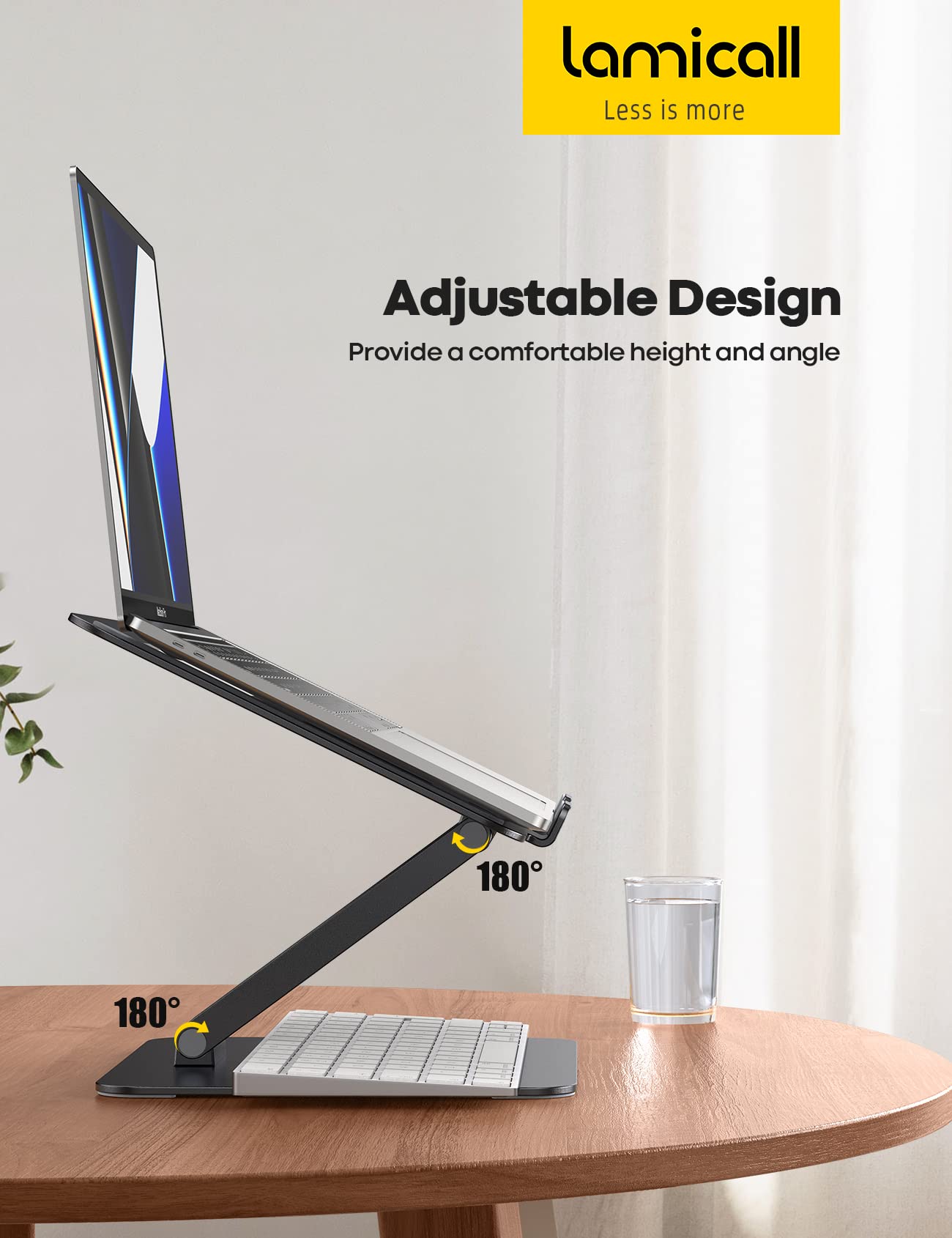 Lamicall Adjustable Laptop Stand, Laptop Stand for Desk, Portable Laptop Riser,Ergonomic Computer Notebook Stand Holder for MacBook Air Pro, Dell XPS, HP-Black