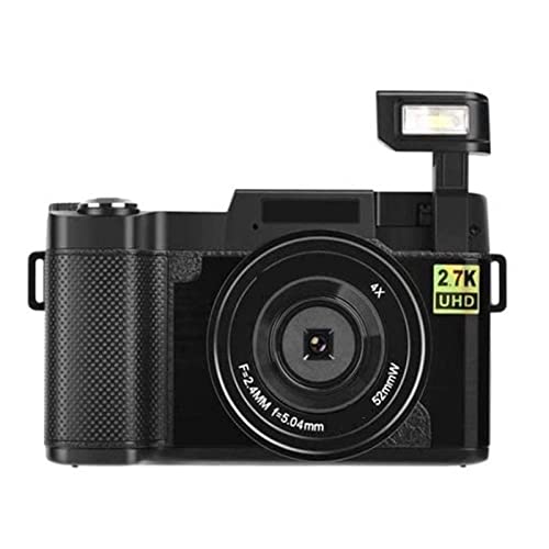 Camera Full HD 2.7K Digital Camera with Retractable Flash 3inch Photographic Camera 4X Zoom Professional EIS Video Cam for Digital Camera (Color : Black Standard)