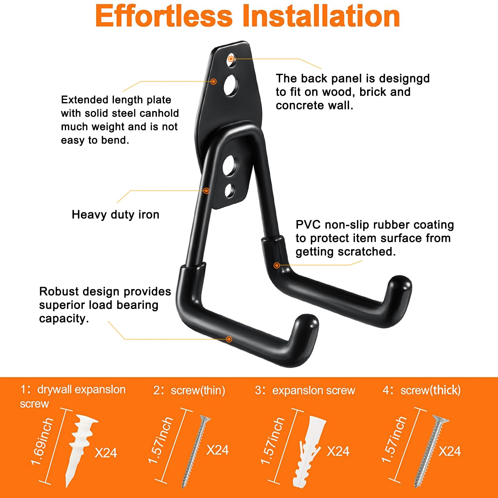 HUPBIPY 12 Pack Garage Hooks Heavy Duty,Utility Steel Garage Storage Hooks,Wall Mount Garage Hanger&Organizer for Organizing Power Tools,Ladders,Bulk Items,Bikes,Ropes and More Equipment