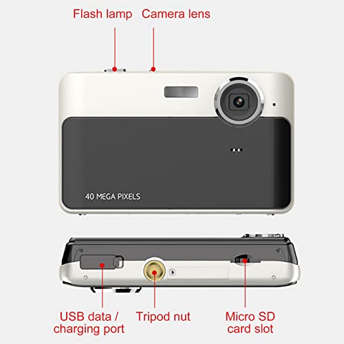 Kmonabie Digital Camera, 40 Mp 2.4inch LCD Rechargeable Hd Digital Camera Compact Pocket Cameras 3X Zoom for Forbeginners, Students, Family and Friends