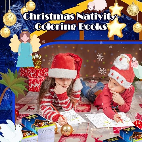 Cholemy Christmas Nativity Coloring Books Bulk Religious Christian Activity Bible Drawing Book for Christmas Party Church Bag Filler(120 Pcs)