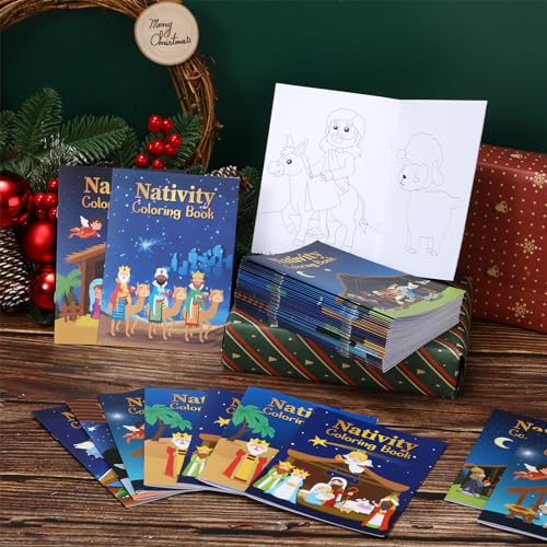 Cholemy Christmas Nativity Coloring Books Bulk Religious Christian Activity Bible Drawing Book for Christmas Party Church Bag Filler(120 Pcs)