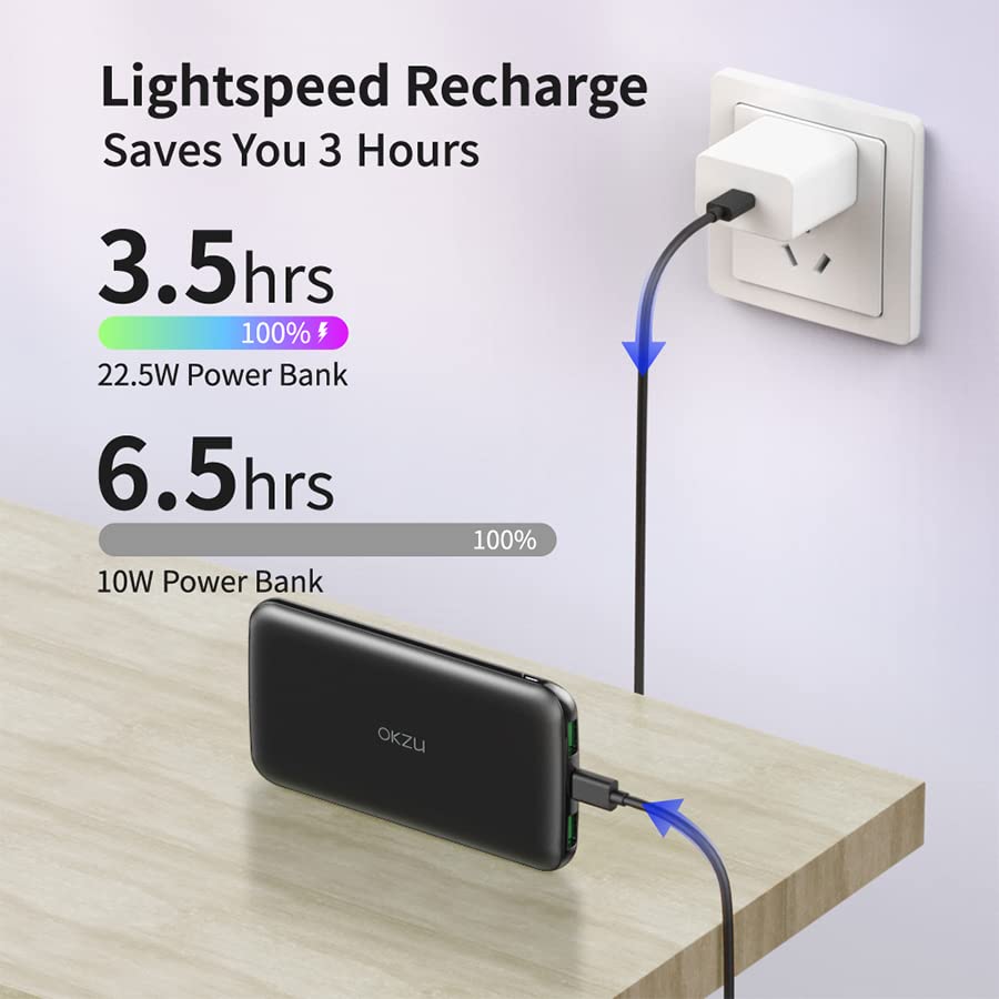OKZU 5V 2A Power Bank for Heated Vest, Heated Jacket Battery Pack, 10000mAh Packet Size Fast Charging Portable Charge for Heated Clothing, Coat