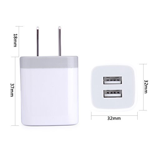 Wall Charger, USB Brick 3Pack 2.1A/5V Dual Port USB Plug Charger Cube Power Adapter Fast Charging Block for iPhone 14 13 12 X 8 7 6 Plus 5S,iPad,Samsung Galaxy S8 S7 S6 Edge,LG,ZTE,Moto,Android Phone