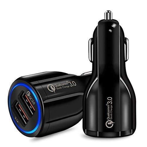 Adaptive Fast Charging Car Charger, VectorTech Dual USB Adapter Cigarette Lighter Power Outlet Compatible with Samsung Galaxy S8 S9 S10e S10 Plus Note 8 9, iPhone 6 7 8 X XR XS Max, iPads (Black)