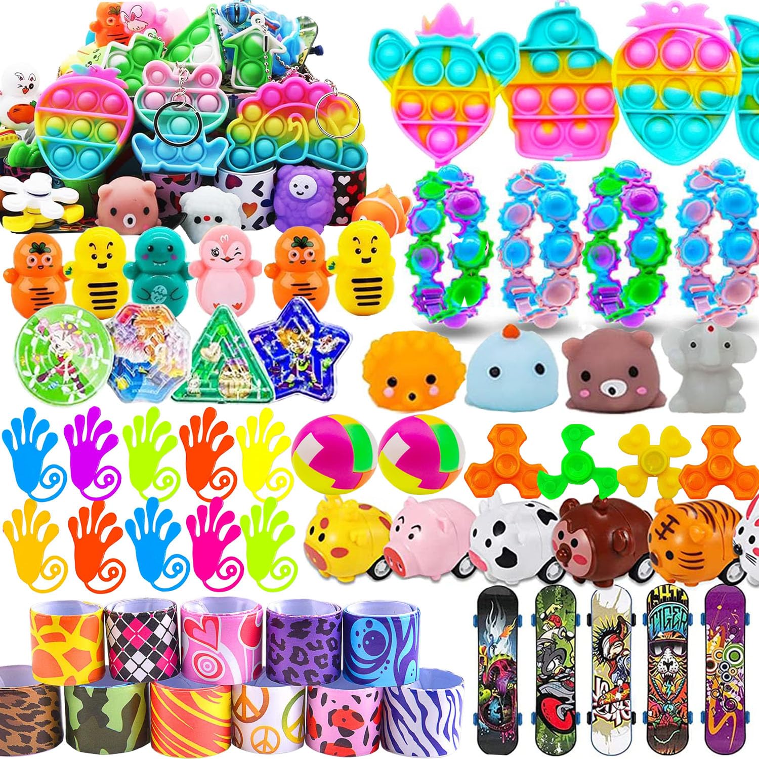53 Pcs Party Favors for Kids,Pop Fidget Toys,Treasure Box Toys for Classroom Prizes,Pinata Filler Goodie Bag Stuffers,Prize Box Toys,Carnival Prizes for Boys and Girls,Treasure Chest, Bulk Small Toys