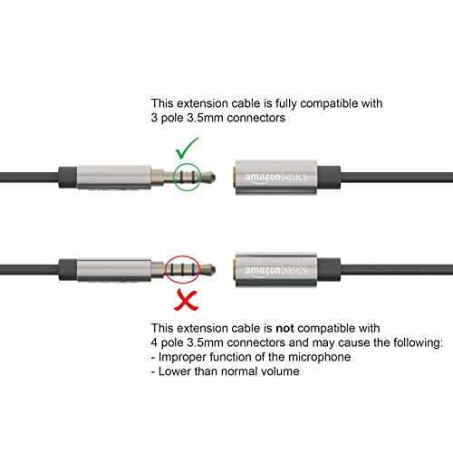 Amazon Basics 3.5mm Male to Female Stereo Audio Extension Adapter Cable - 6 Feet