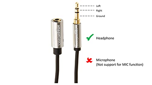 Amazon Basics 3.5mm Male to Female Stereo Audio Extension Adapter Cable - 6 Feet