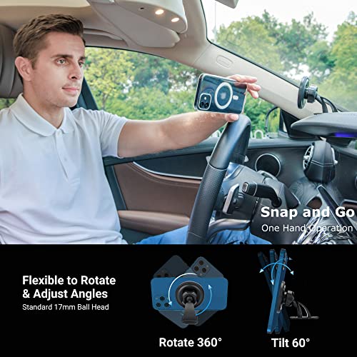 PROfezzion 2-Pack Compatible with MagSafe Car Mount, Magnetic Phone Holder for Car Dash, Home & Office Compatible with iPhone 14 13 12 Pro Max Plus, MagSafe Case & All Phones [14 Strong N52 Magnets]