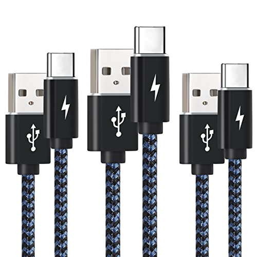 USB C Cable, (3Pack 3+3+6.6ft) Type C Cable Fast Charger Leads USB-C Charging Cable Compatible with Samsung Galaxy S10 /S9+ /S9 /S8 /S8+,Note 9/8,Huawei P30 /P20 /Mate20 /P10,OnePlus
