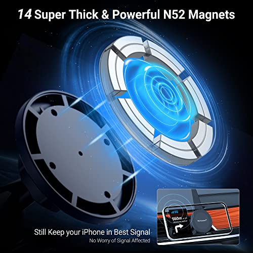PROfezzion 2-Pack Compatible with MagSafe Car Mount, Magnetic Phone Holder for Car Dash, Home & Office Compatible with iPhone 14 13 12 Pro Max Plus, MagSafe Case & All Phones [14 Strong N52 Magnets]