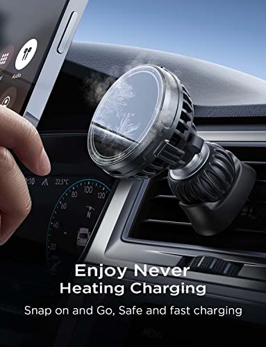 LISEN for MagSafe Car Mount Charger, [Ice Cooling Charging] 15W Wireless Phone Car Charger Mount, Hands Free iPhone Car Holder Mount Fit for iPhone 14 13 12 Pro Max Plus Mini MagSafe Case