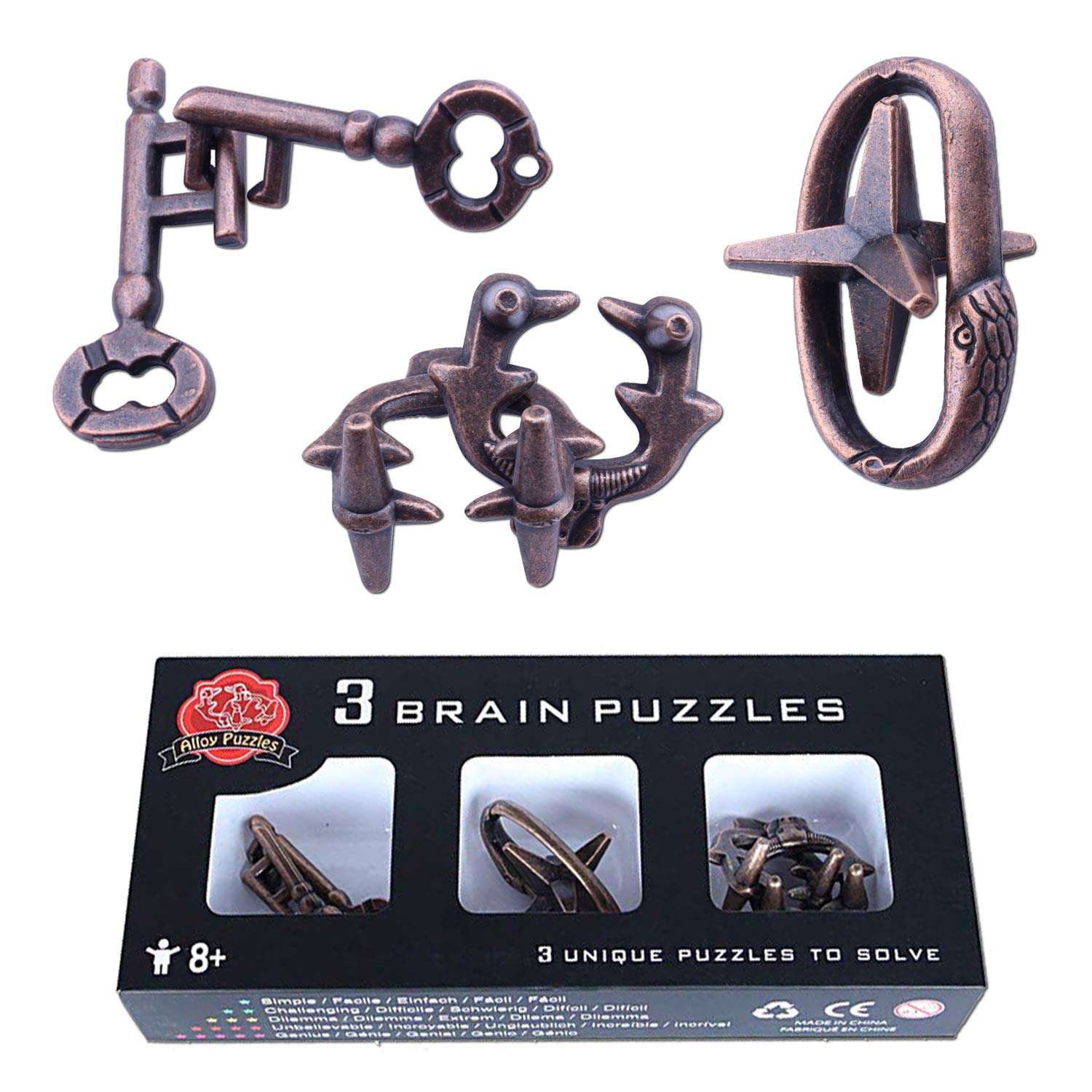 Brain Teaser Puzzle for Adults Puzzles Metal Hole Lock Adult Educational Toy Jigsaw IQ Puzzle (Ferrous)