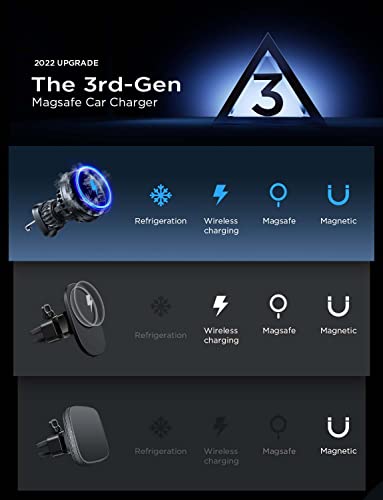 LISEN for MagSafe Car Mount Charger, [Ice Cooling Charging] 15W Wireless Phone Car Charger Mount, Hands Free iPhone Car Holder Mount Fit for iPhone 14 13 12 Pro Max Plus Mini MagSafe Case