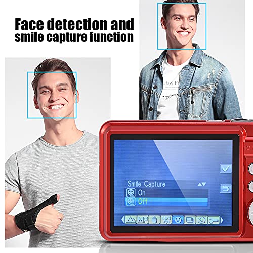 Shanrya Camera, 2.7in LCD 720P Resolution Face Detection Digital Camera 8X Zoom for Home for Travel for Party(red)